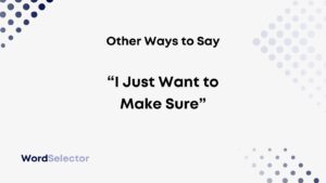 Other Ways to Say “I Just Want to Make Sure” - WordSelector