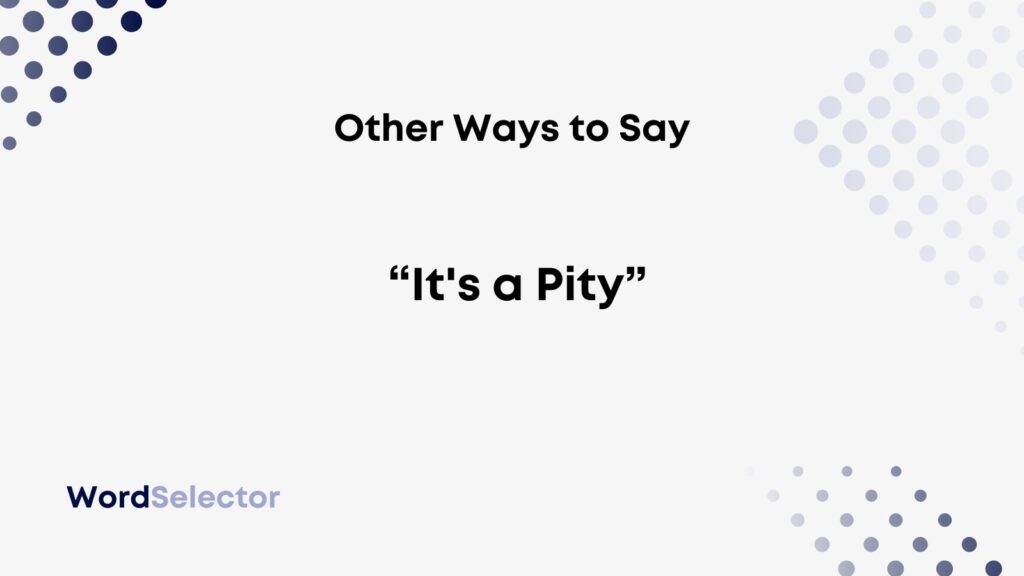 Other Ways to Say “It's a Pity” - WordSelector